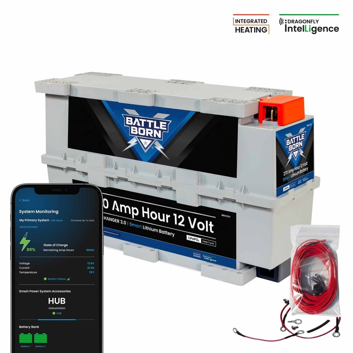Battle Born Batteries 270Ah 12V GC3 Smart Heated LiFePO4 Deep Cycle ...
