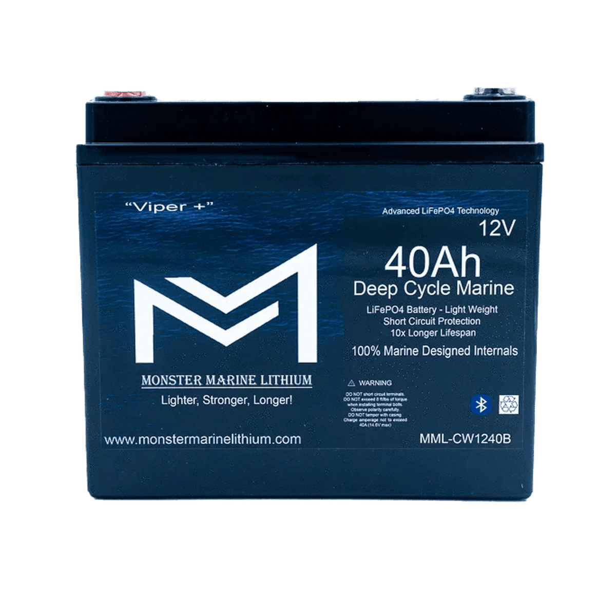 Monster Marine Lithium 12v 40Ah Deep Cycle Lithium Marine Battery ...