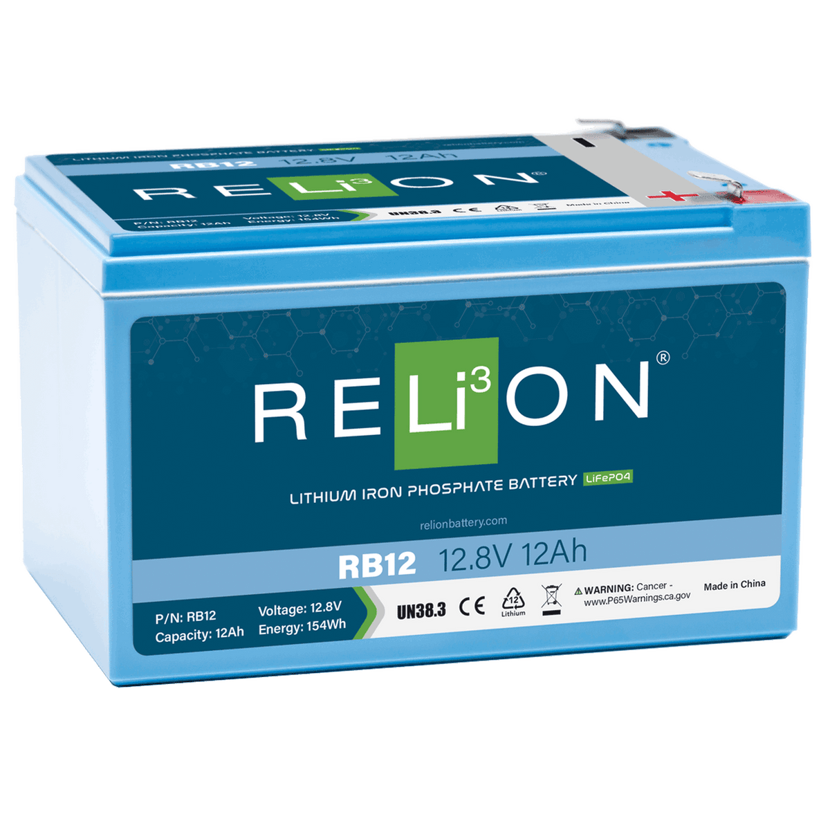 RELiON RB12, LIFEPO4 Legacy Lithium Battery 12V, F2 Flag Terminal, Not ...