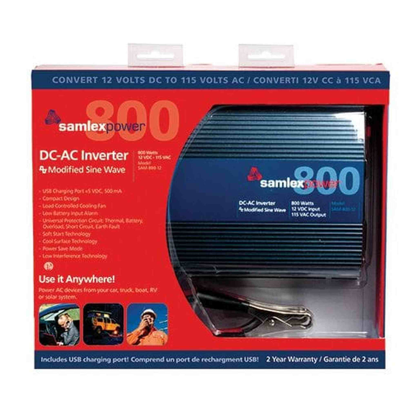 Samlex Inverter, 800 Watts 12VDC, Modified Sine Wave 120VAC — Solar ...